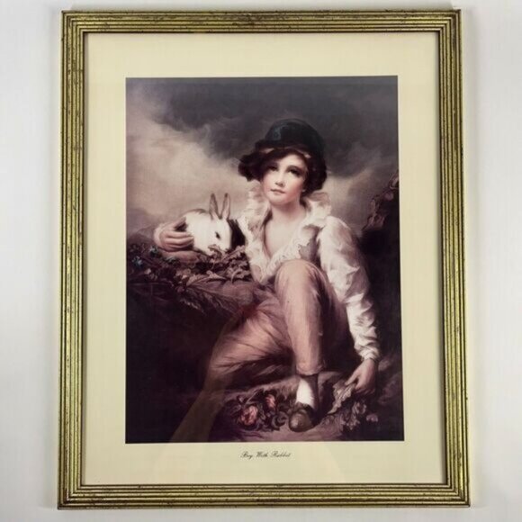 Art | Henry Raeburn Boy With Rabbit Ca1814 Gold Framed Print 175 X 215 ...